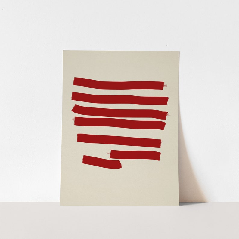 Printable Red Lines Wall Art Downloadable Print Modern | Etsy