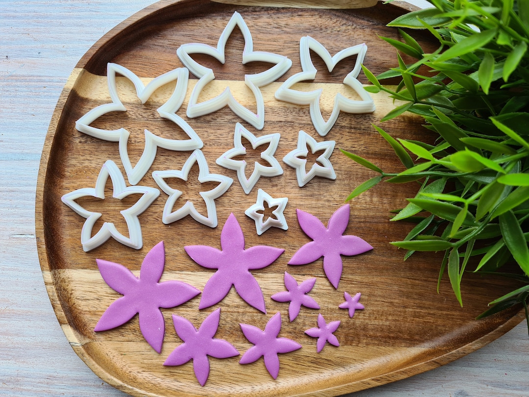 Flower, Style 1, Set of 8 Cutters, One Clay Cutter or FULL Set, Earring ...
