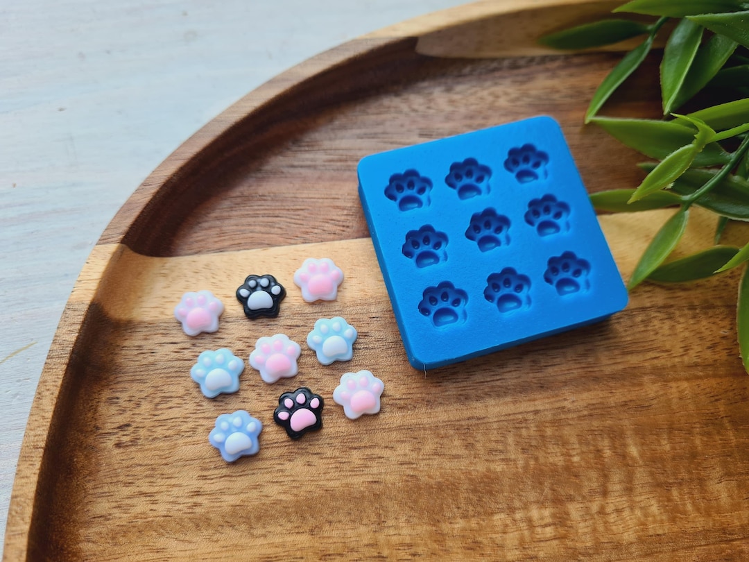 Silicone Mold of Dog or Cat Paw, Style 2, 9 Elements, ~ 0.8*0.9 Cm, H:0 ...