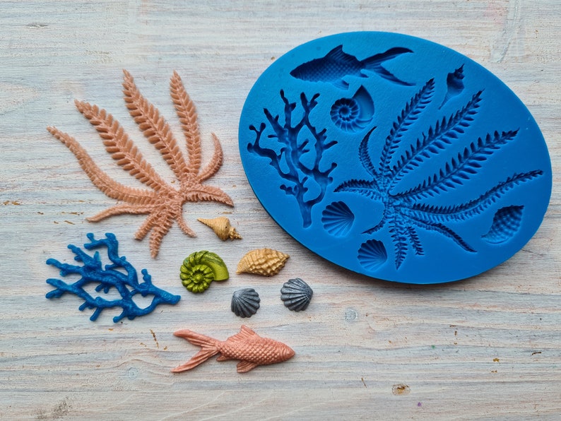 Silicone Mold of Sea Life Set, Style 4, 8 Elements, ~ 0.5-5.7 Cm, H:0.2 ...