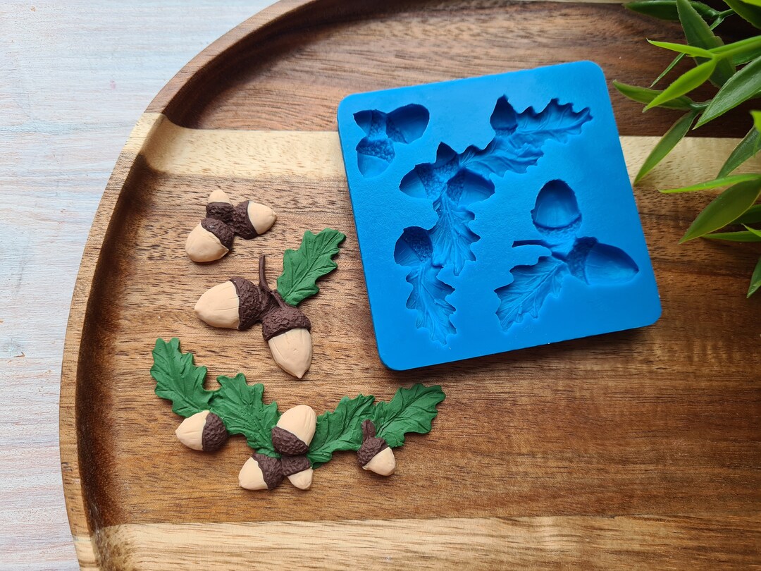 Silicone Mold of Acorns With Leaves, 3 Elements, ~ 2.4-7.1*1.5-3.6 Cm ...