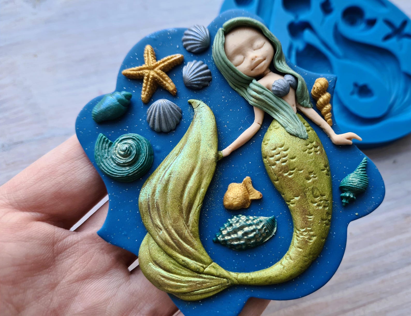 Silicone Mold of Mermaid and Sea Life Set, 13 Elements, ~ 1-1.7cm, 5.6 ...