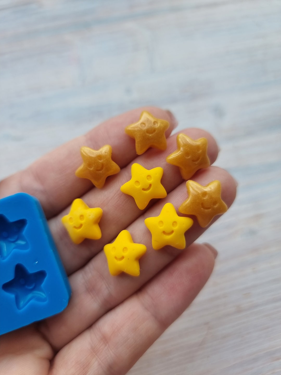 Silicone Mold of Cute Smiling Stars, 4 Pcs., ~ 1.3 Cm, Modeling Tool ...