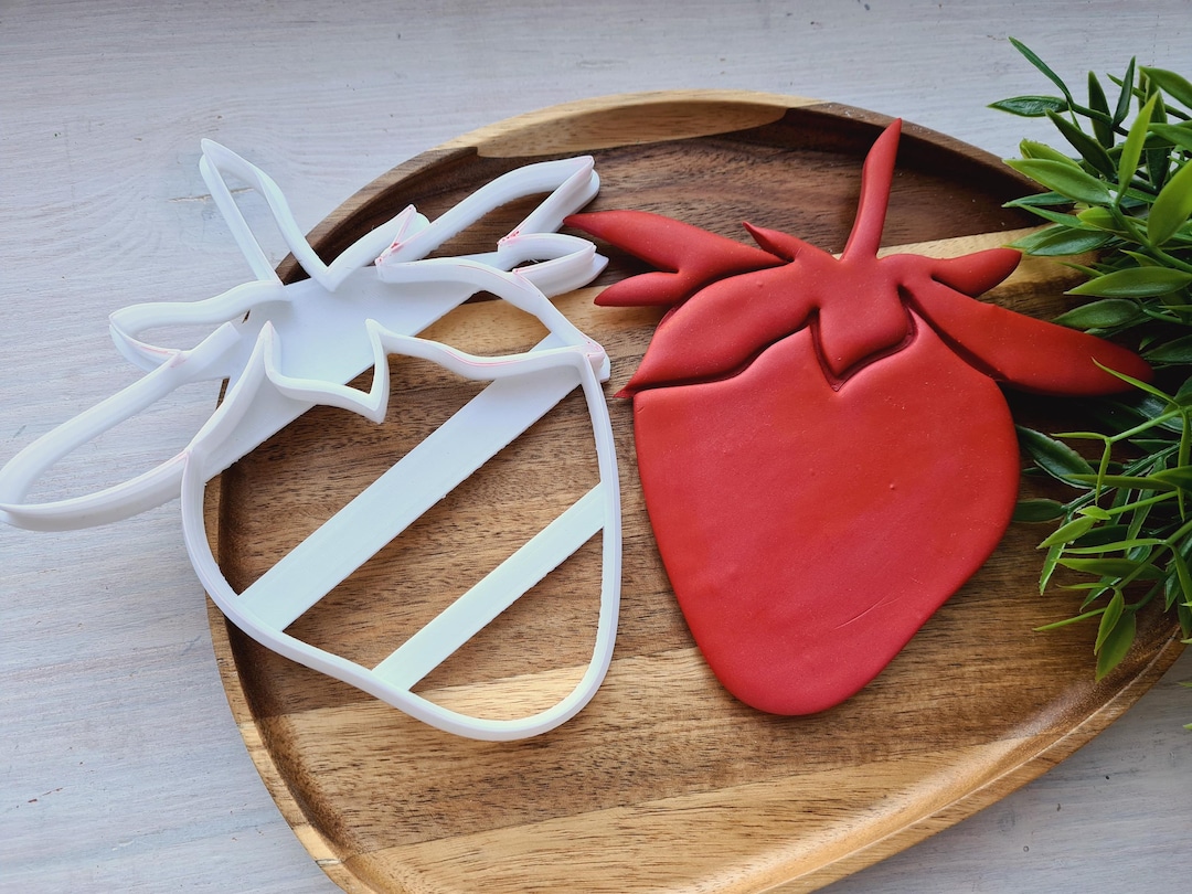 Strawberry Cutter, Style 3, One Clay Cutter, Earring Cutters, 3D ...