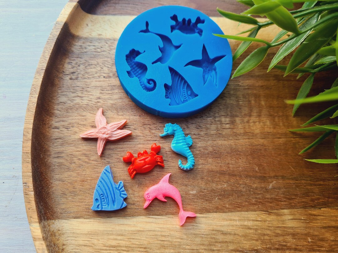 Silicone Mold of Sea Life Set, Style 3, 5 Elements, ~ 1.1-2.3 Cm, H:0.3 ...