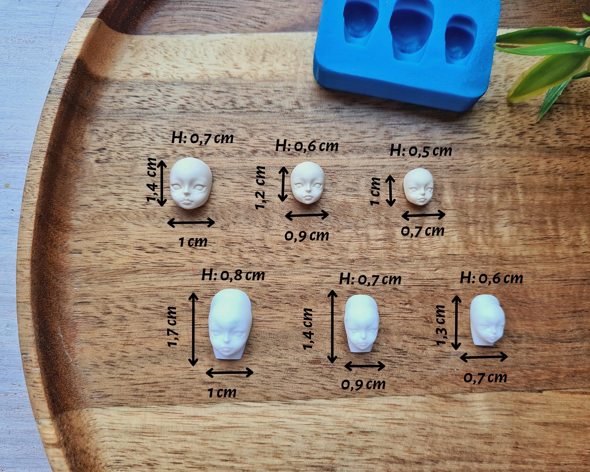 Silicone Mold of Doll Face, Style 15, 3 Elements, ~ 0.8-1.1*1-1.8cm,h:0 ...