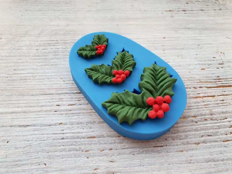 Silicone mold of Christmas mistletoe leaves Modeling tool for | Etsy