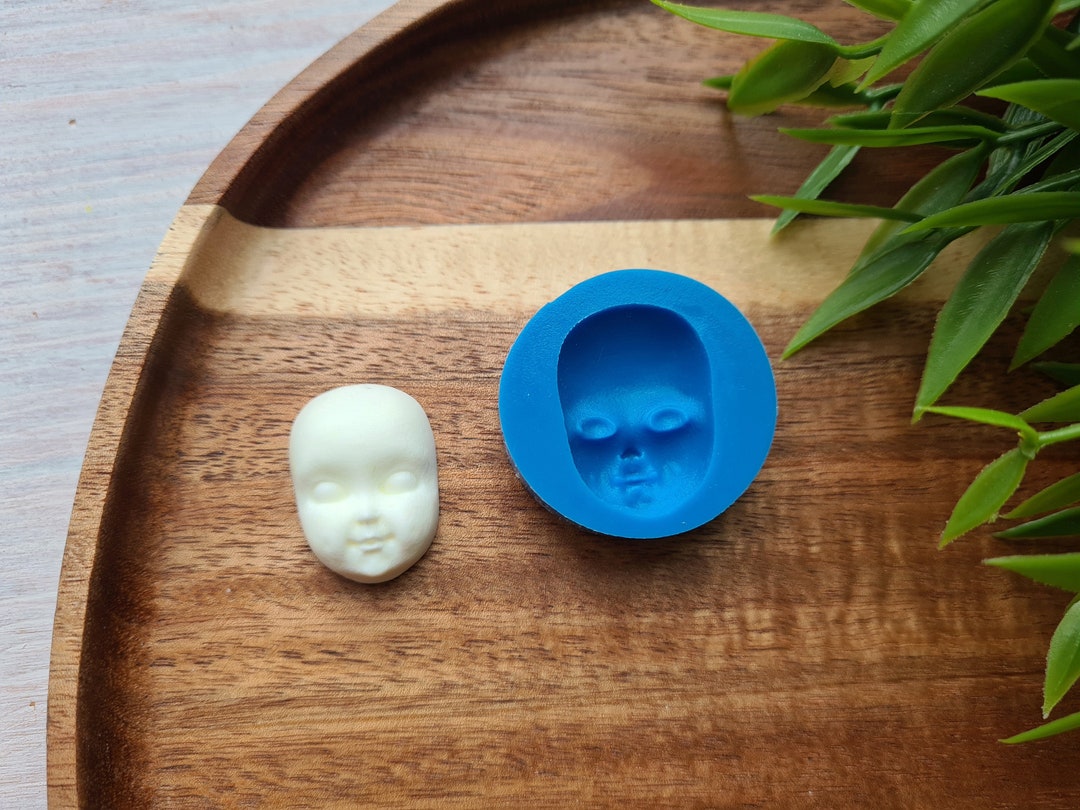 Silicone Mold of Doll Face, Style 5, ~ 1.9*2.6 Cm, H:0.9 Cm, Polymer ...