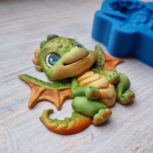 Silicone Mold of Cute Dragon, Style 1, ~ 7.9*7.9 Cm, H:1.8 Cm, Modeling ...