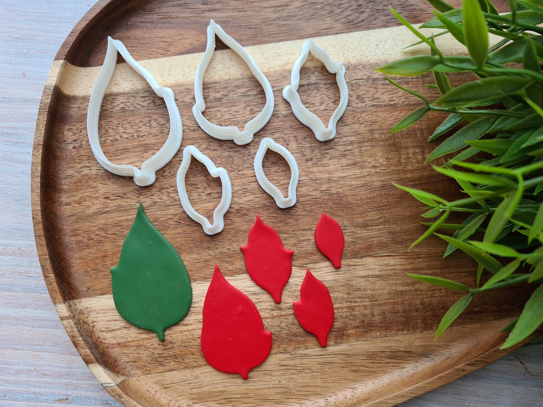 Poinsettia Leaf Realistic, Set of 5 Cutters, One Clay Cutter or FULL ...
