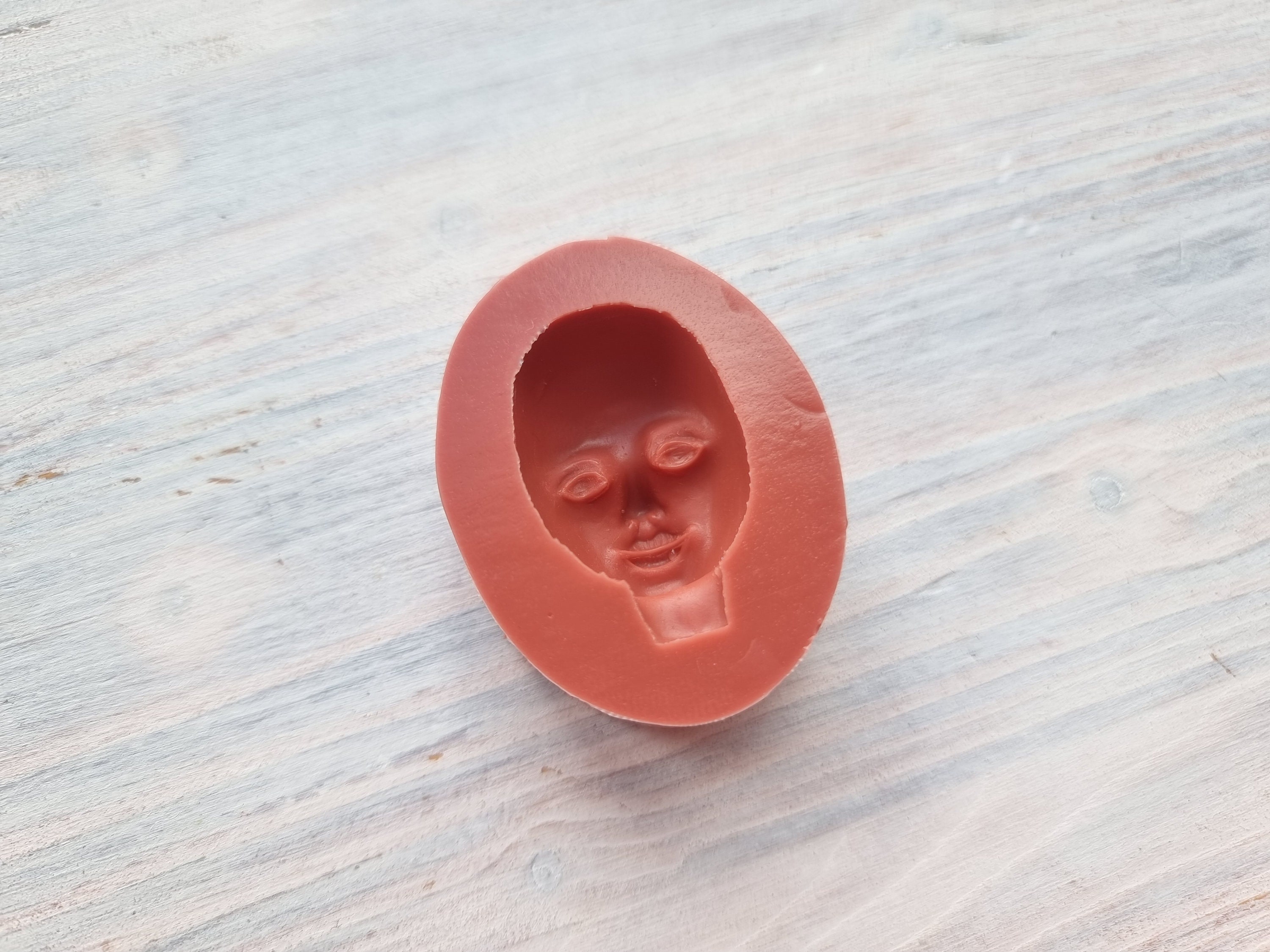 Silicone Mold of Doll Face, Style 1, With Neck, ~ 1.9*3 Cm, H:1.2 Cm ...