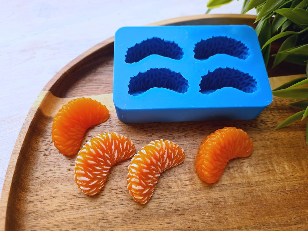 Silicone Mold of Mandarin, Style 10, Slice, 4 Elements, ~ 1.9*3.5 Cm, H ...