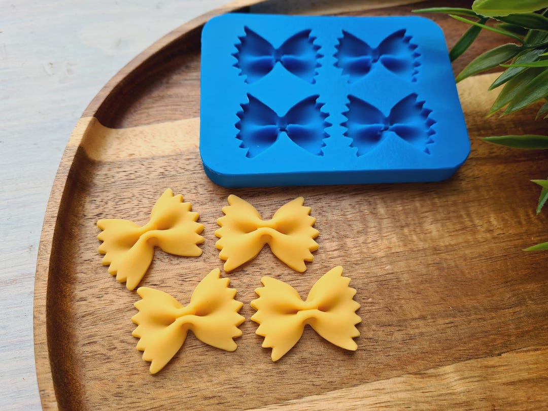 Silicone Mold of Macaroni Bow, Style 7, 4 Elements, ~ 2.4*3.3 Cm, H:0.6 ...