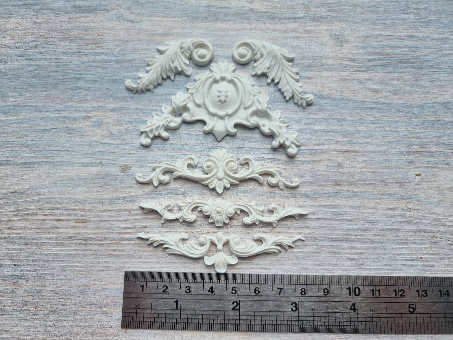 Silicone Molds for Ornaments, Style 1, 6 Elements, 2-8 Cm, Baroque ...