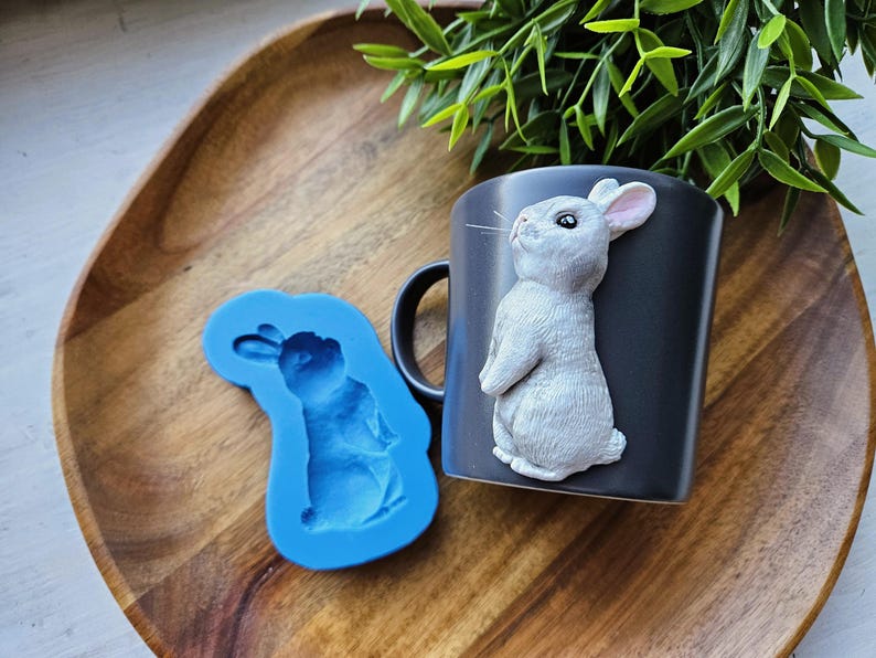 Silicone Mold of Bunny, Style 4, ~ 4.2*7.8 Cm, H:1.4 Cm, Kawaii Rabbit ...