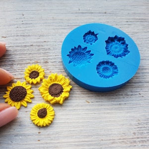 Silicone Mold of Sunflower, 4 Pcs., Ø 1.2-2.3 Cm, Modeling Tool for ...