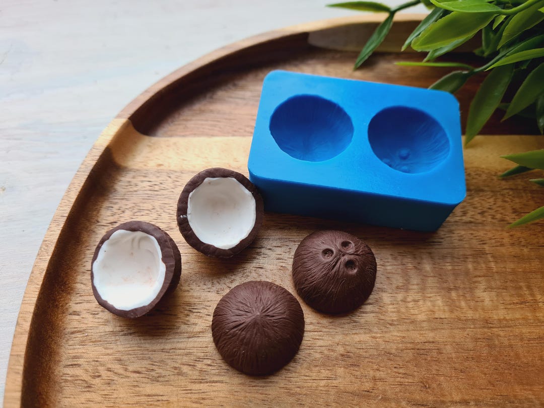Silicone Mold of Coconut Husk, Style 3, 2 Elements, ~ Ø 2.4 Cm, H:1.4 ...