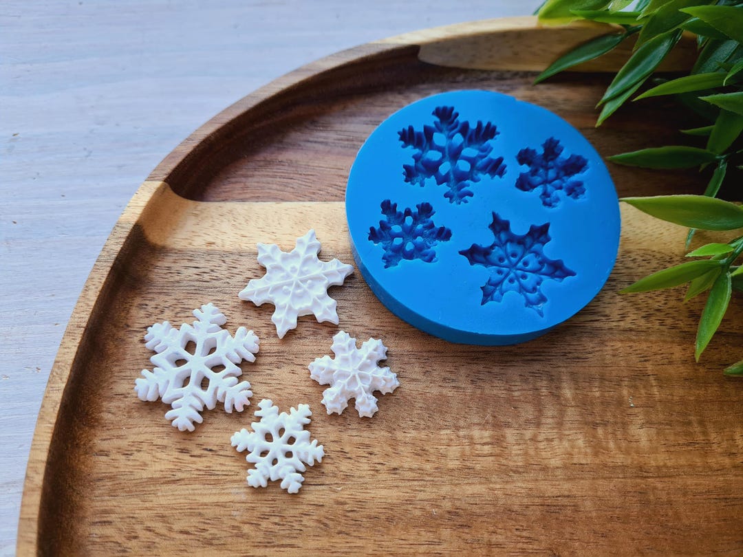 Silicone Mold of Snowflake, Style 6, 4 Elements, ~ 1.7-2.5 Cm, H:0.3-0. ...