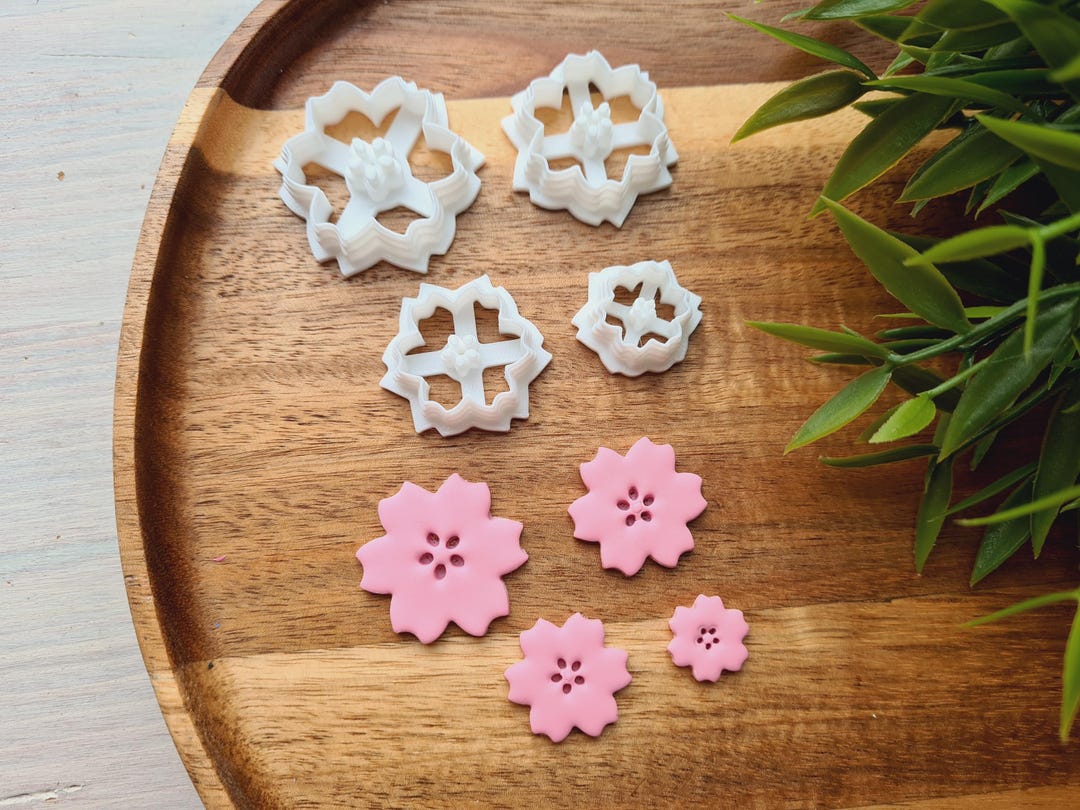 Sakura, Style 1, With Indents, Set of 4 Cutters, One Clay Cutter or ...