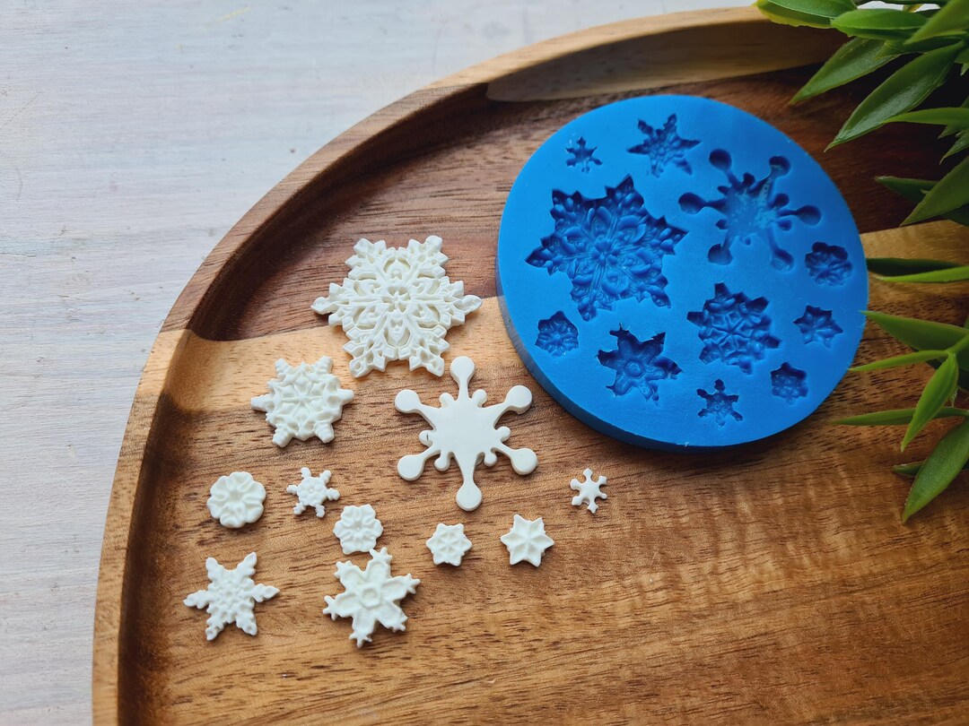Silicone Mold of Snowflake, Style 5, 11 Elements, ~ Ø 0.7-2.7 Cm, H:0.1 ...
