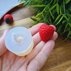 Silicone Mold of Strawberry, on the Side, Style 4 + Cutter, Berry ...