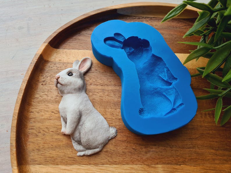 Silicone Mold of Bunny, Style 4, ~ 4.2*7.8 Cm, H:1.4 Cm, Kawaii Rabbit ...