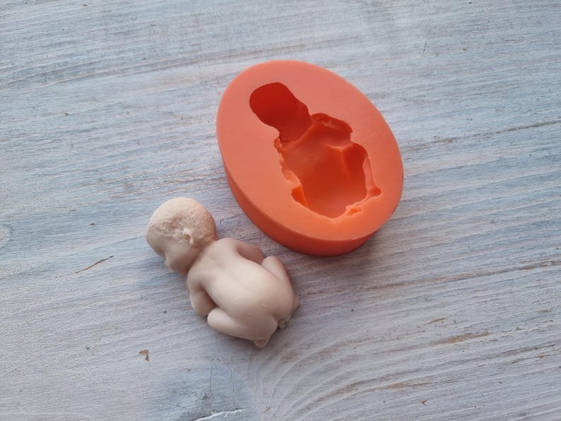Silicone Mold of Baby, 2D, ~ 2.9*5.2 Cm, H:1.9 Cm, Polymer Clay, Resin ...