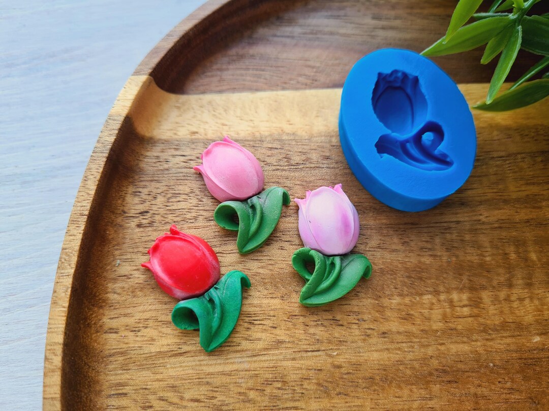 Silicone Mold of Tulip, Style 1, on Stem, ~ 1.8*2.9 Cm, H:0.7 Cm ...
