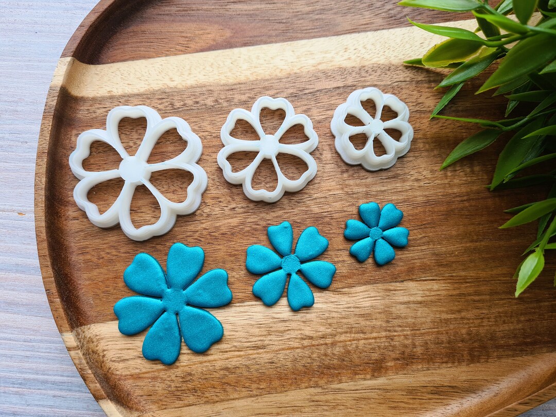 Flower, Style 6, Set of 3 Cutters, One Clay Cutter or FULL Set, Earring ...