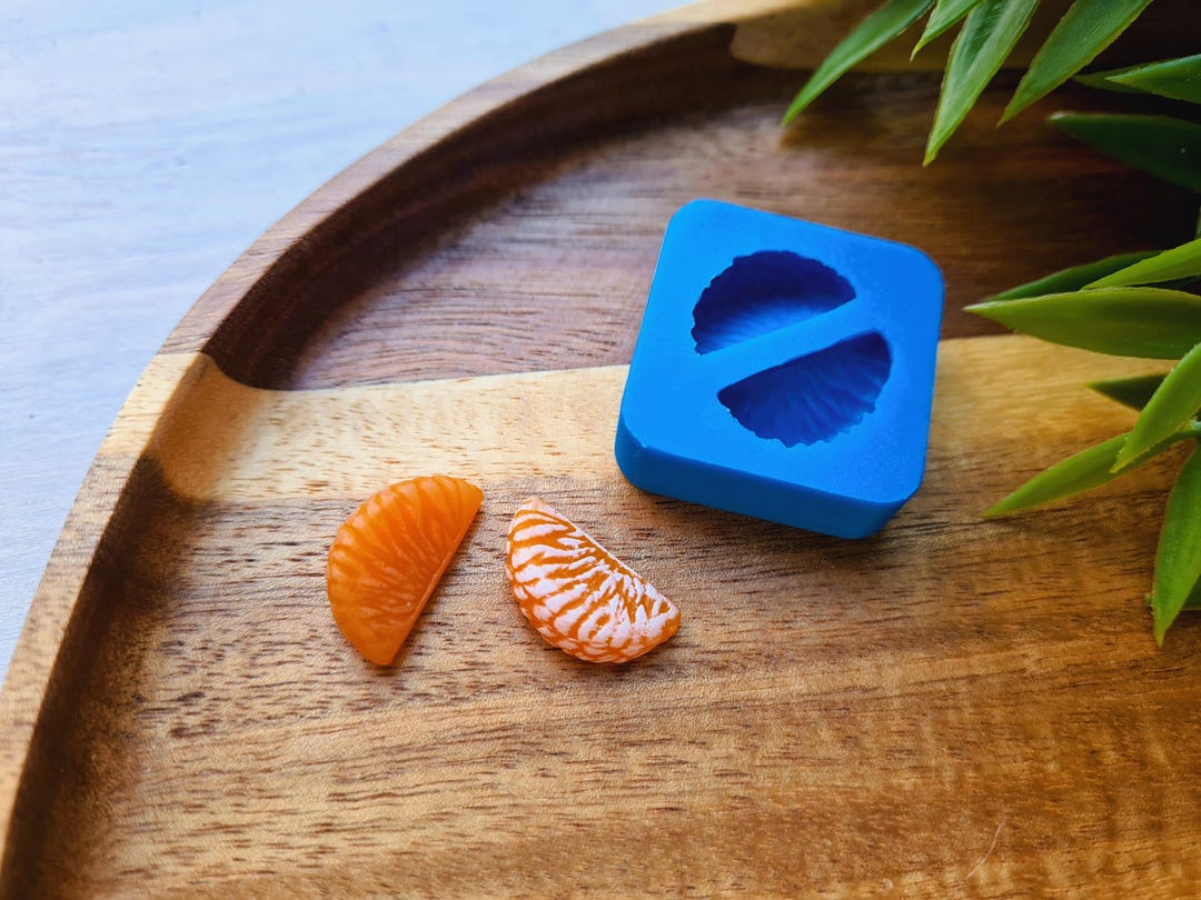 Silicone Mold of Mandarin, Style 3, Slice, 2 Elements, ~ 1*1.9 Cm, H:0. ...