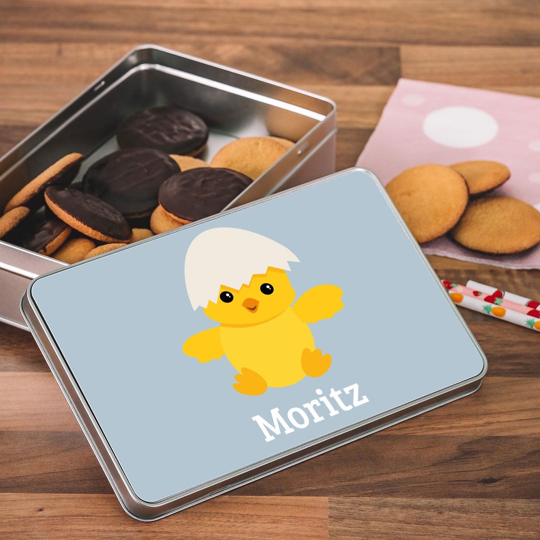 Cookie Tin / Gift Tin (square) "chick" With Individual Print - Etsy