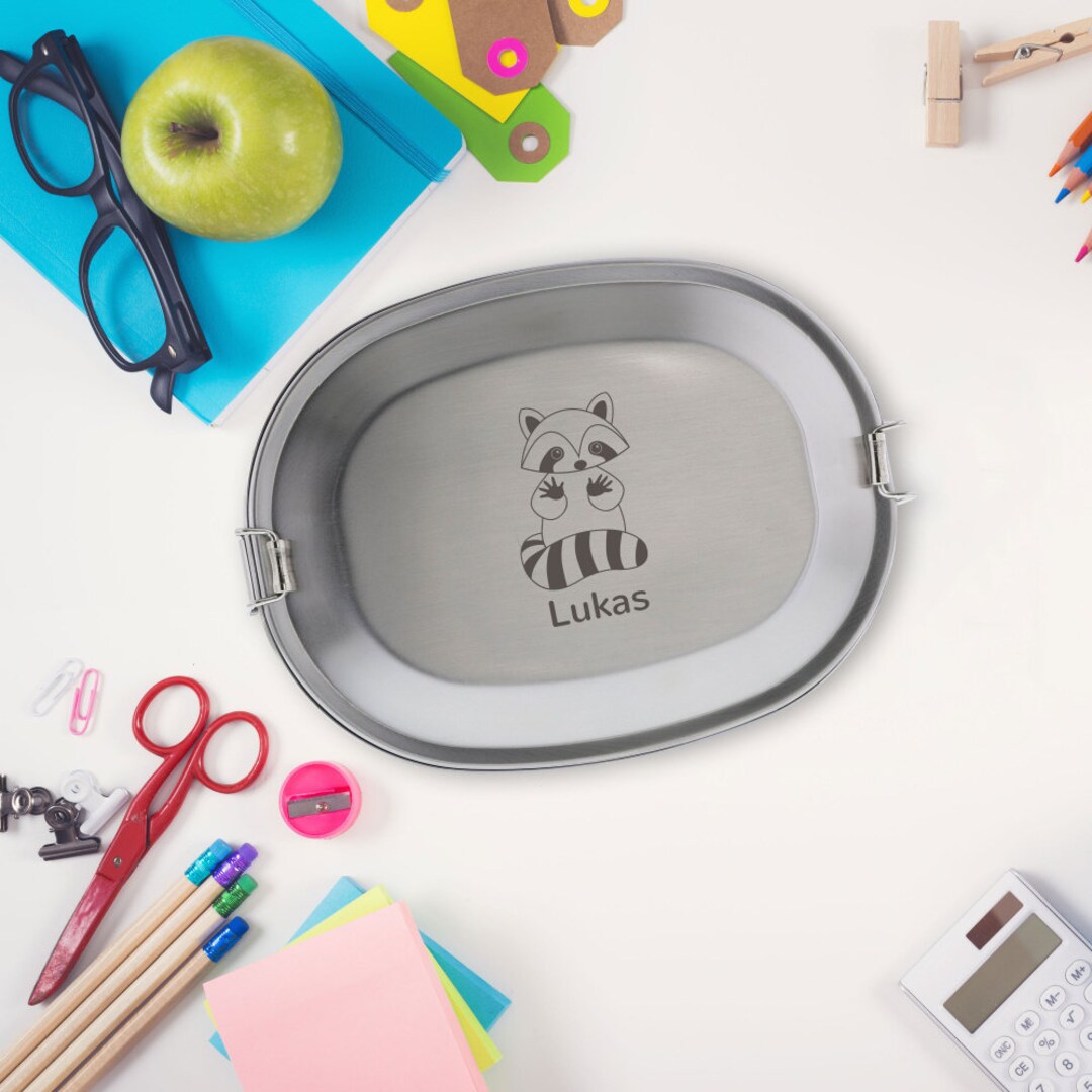 Lunch Box raccoon for Children Stainless Steel Personalized - Etsy