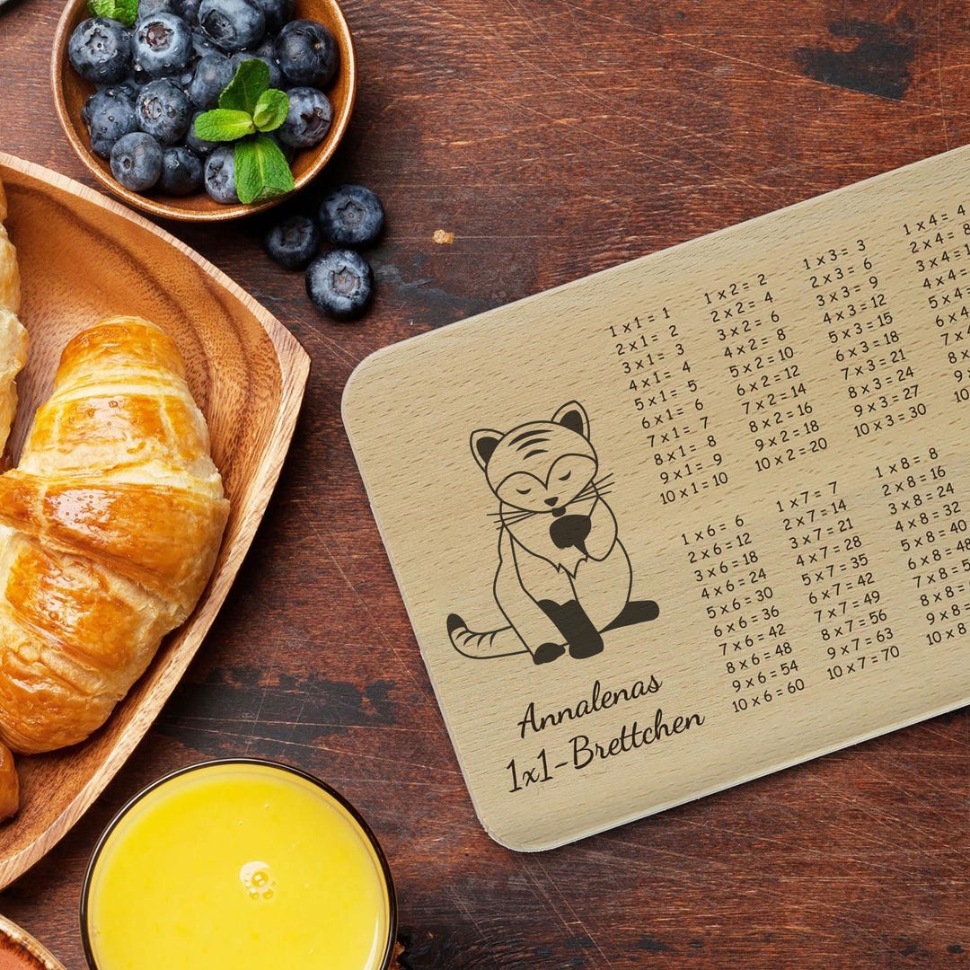 Breakfast Board 1x1 With Children's Motif (cat) & Individual Engraving ...