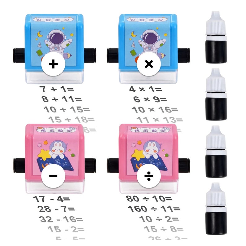 Roller Stamps With Math Exercises for Teachers and Students (4 Pieces ...