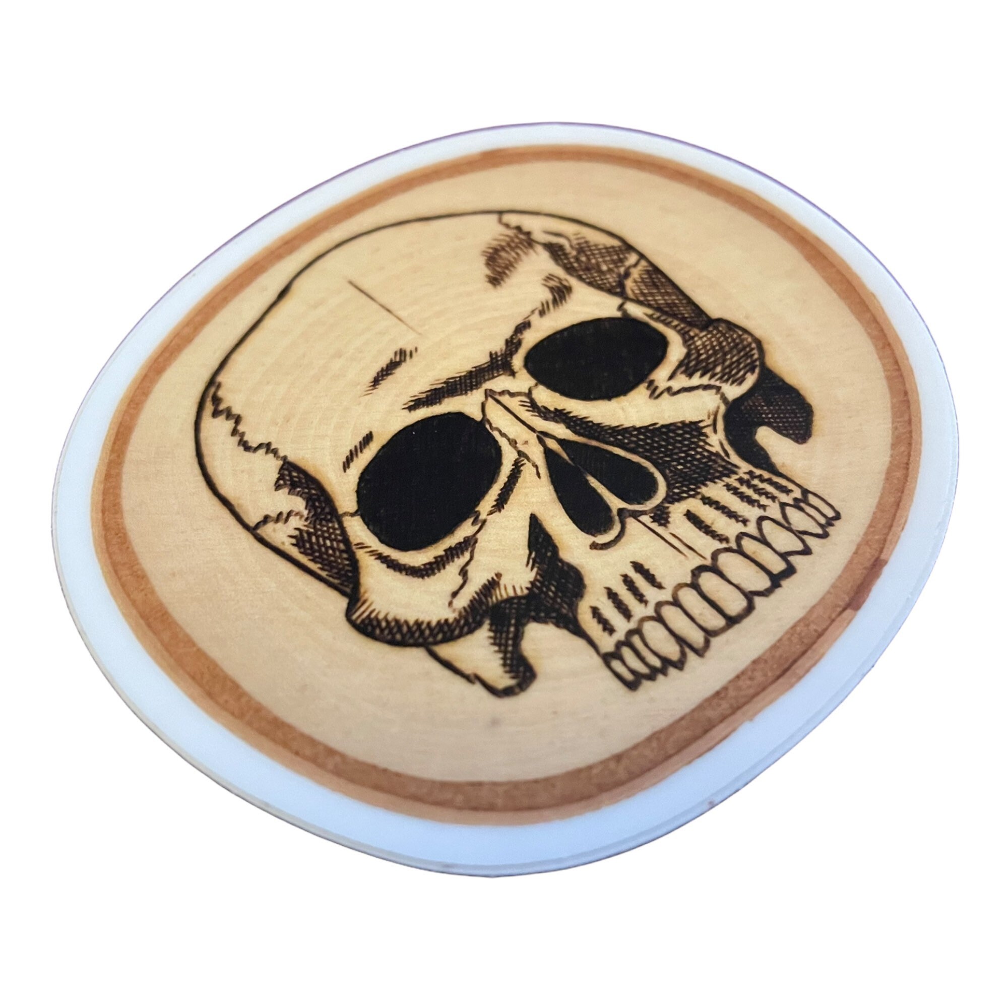 Skull Woodburning 3” Sticker - Etsy