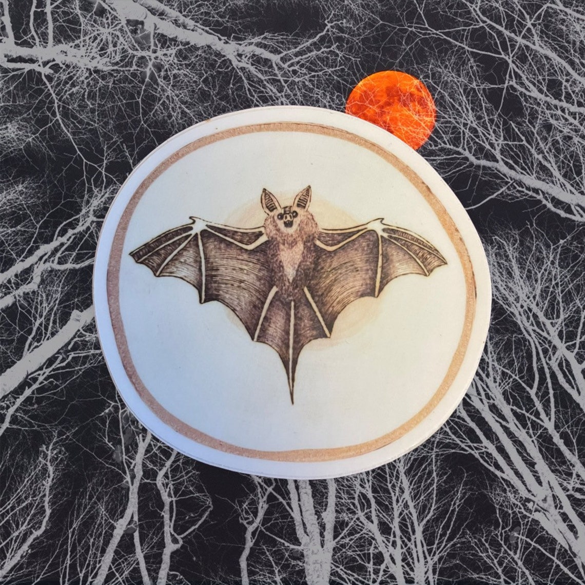 Bat Woodburning 3 Sticker - Etsy