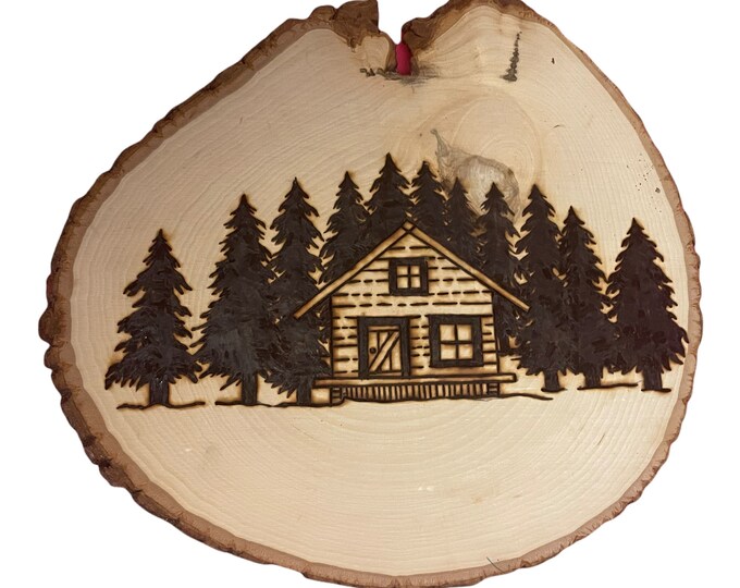 Autumn Evening Cabin, Wood Burned Art, Pyrography, Fall, October ...