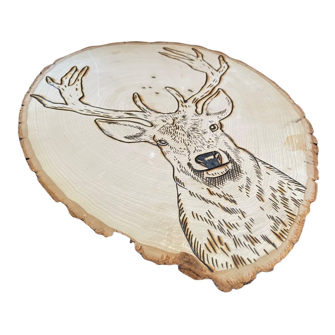 Woodburned Line-work Deer - Etsy