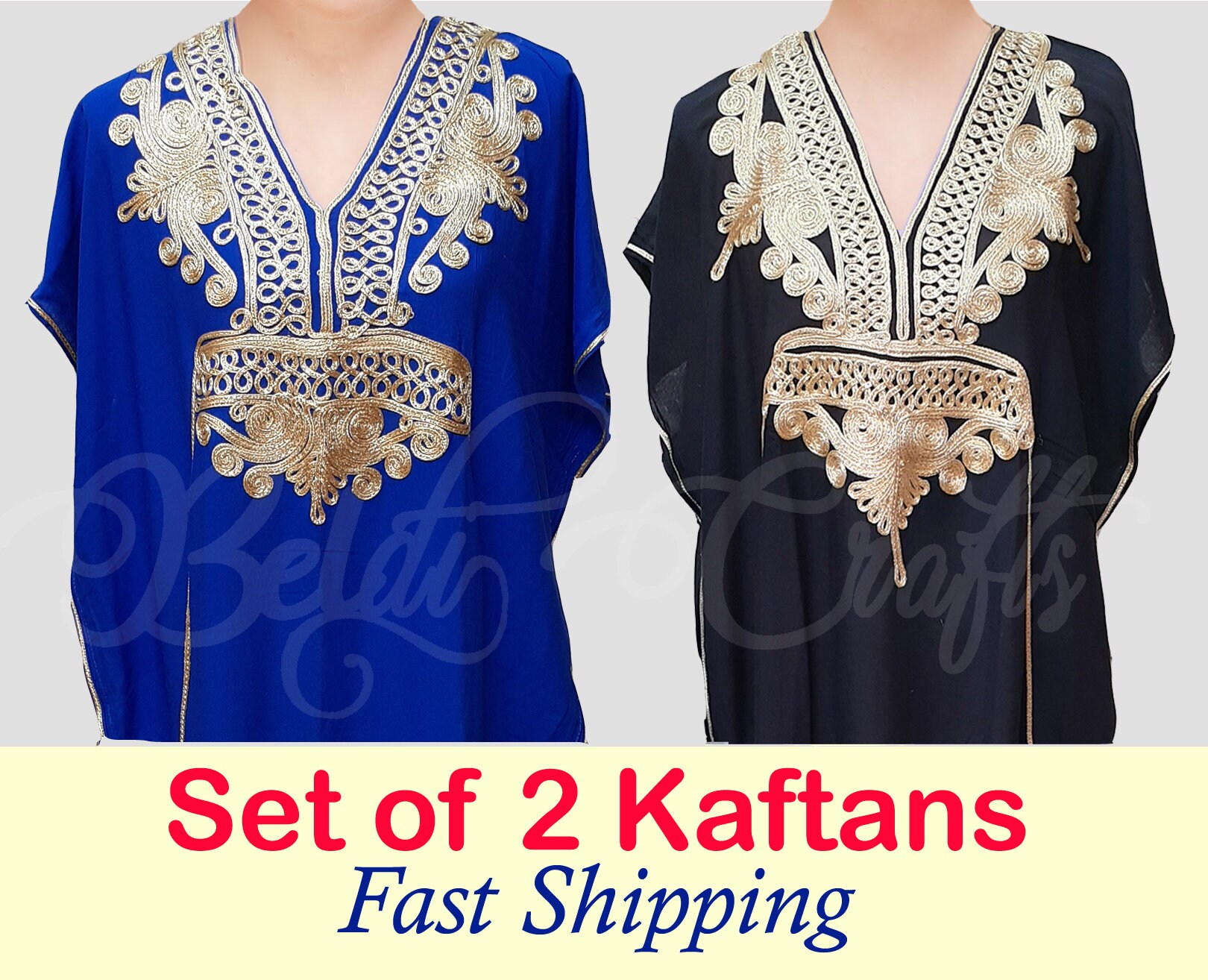 Caftan Kaftan Set of 2 Caftans Kaftan Maxi Dress With Gold - Etsy