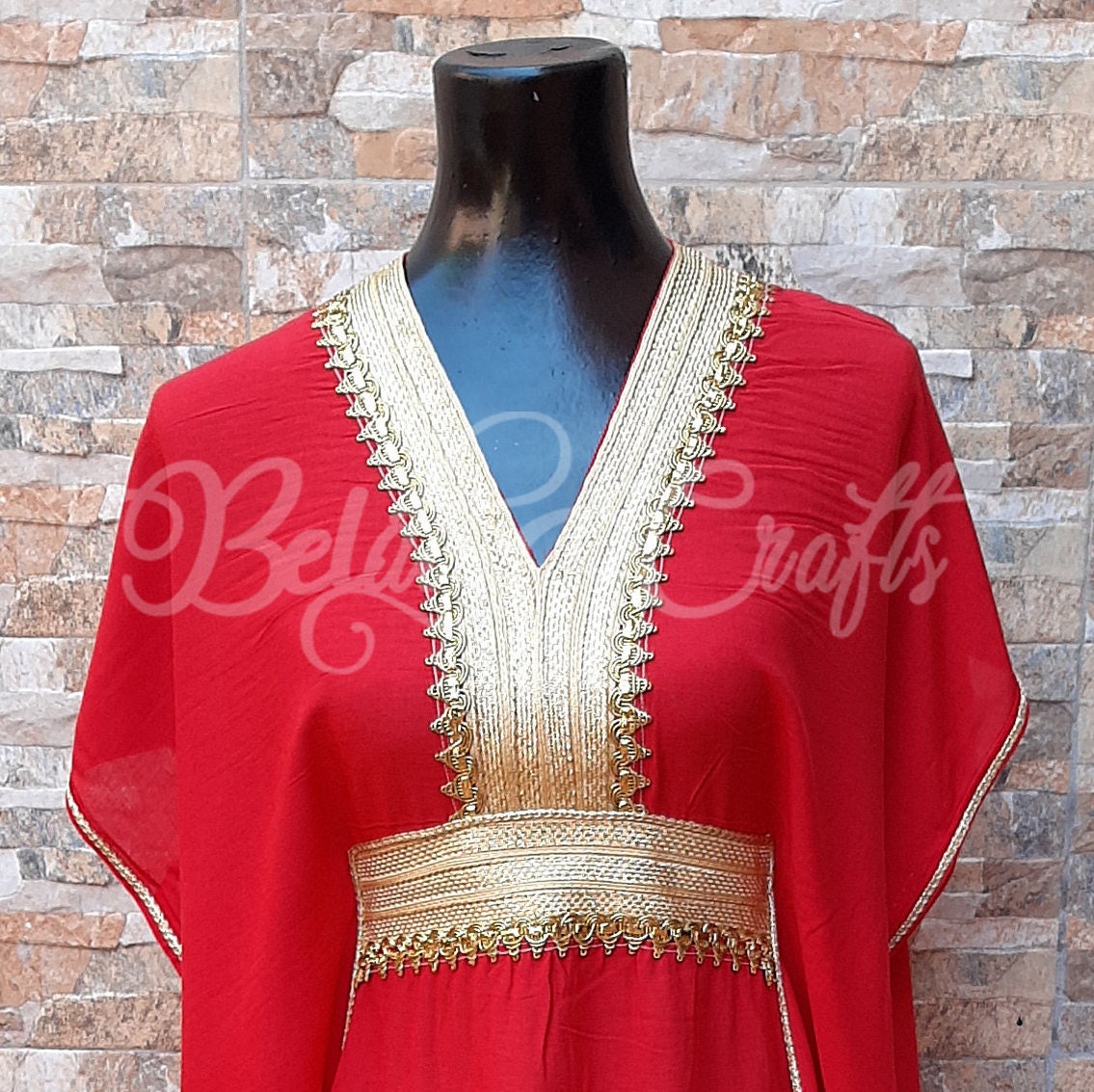 Moroccan Caftan Kaftan Red Kaftan Maxi Dress With Gold - Etsy