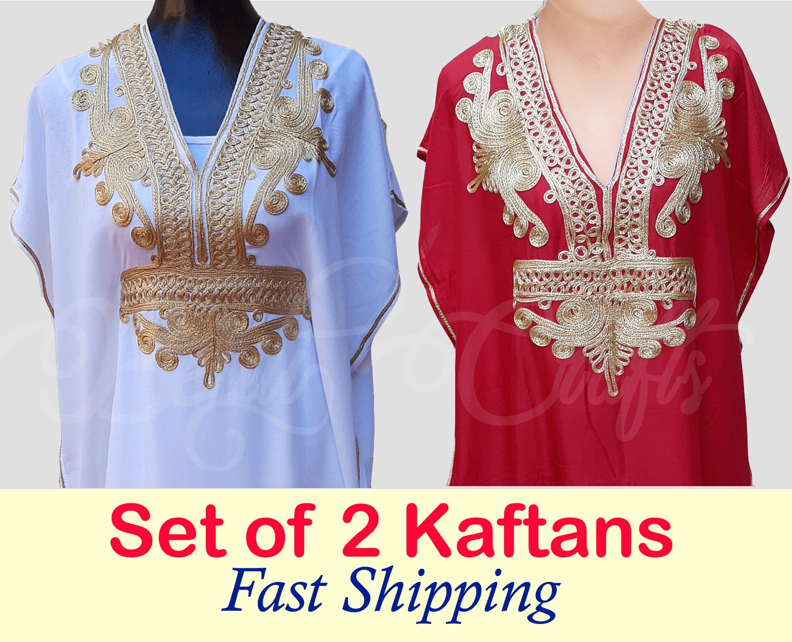 Caftan Kaftan Set of 2 Caftans Kaftan Maxi Dress With Gold - Etsy