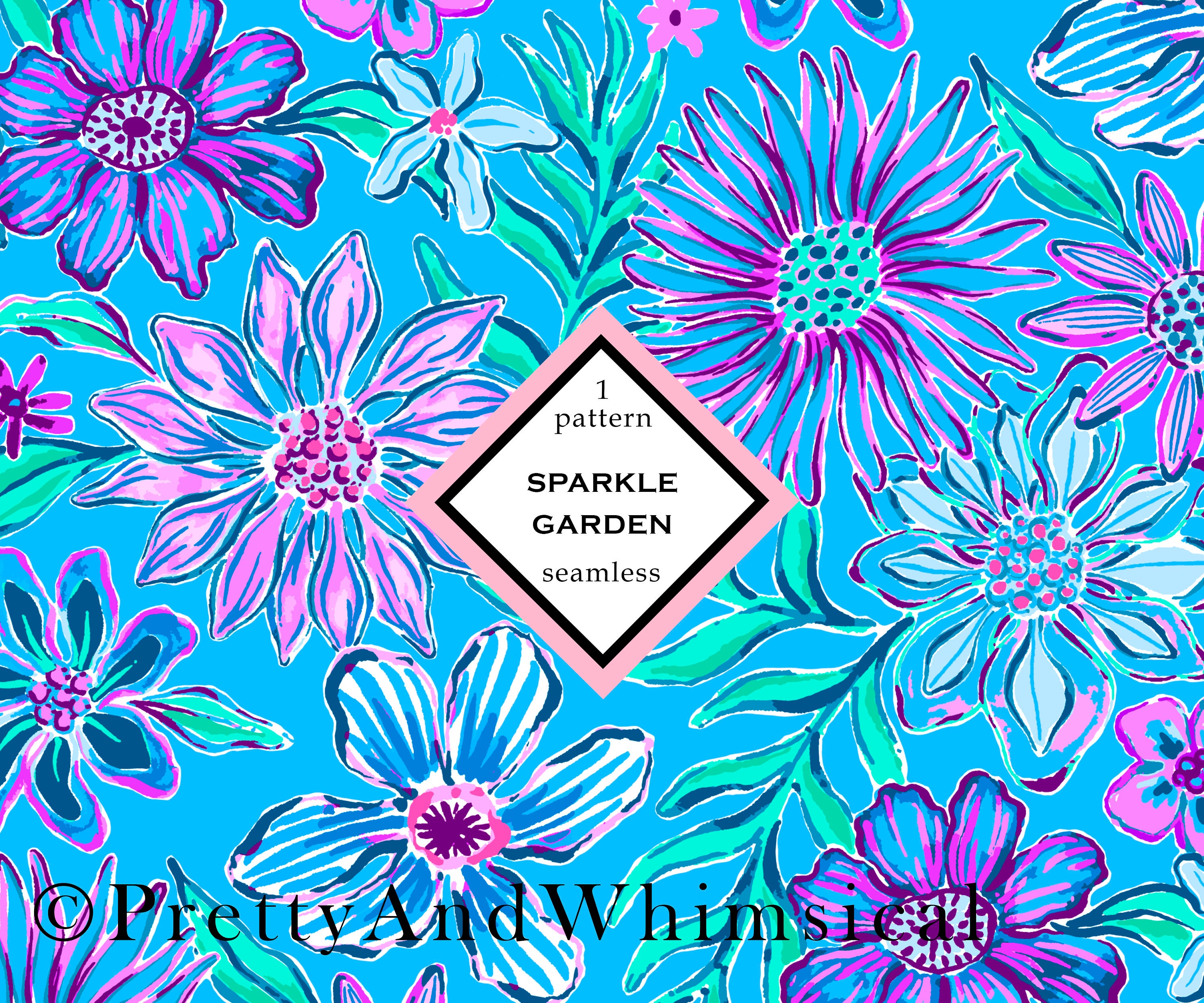 INSTANT DOWNLOAD Preppy Blue and Purple Floral Print, Seamless Pattern ...