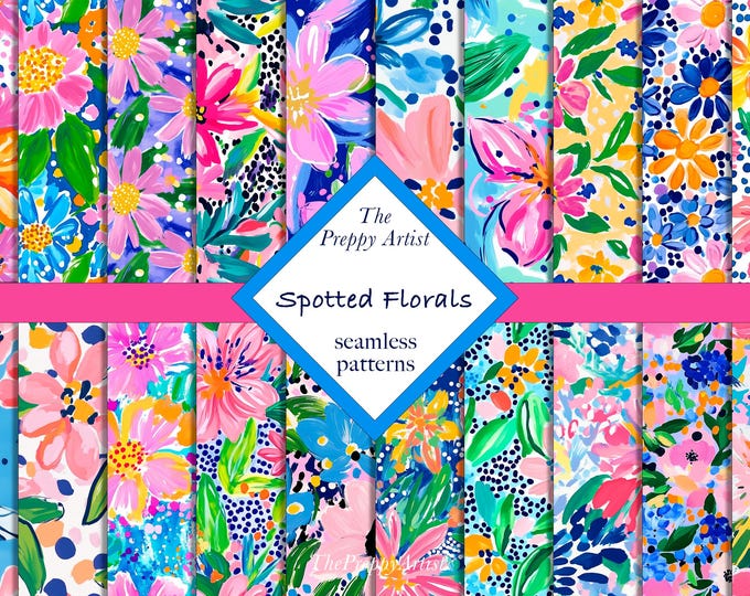 Preppy Spotted Floral Patterns, Floral Polka Dot Patterns, Seamless ...