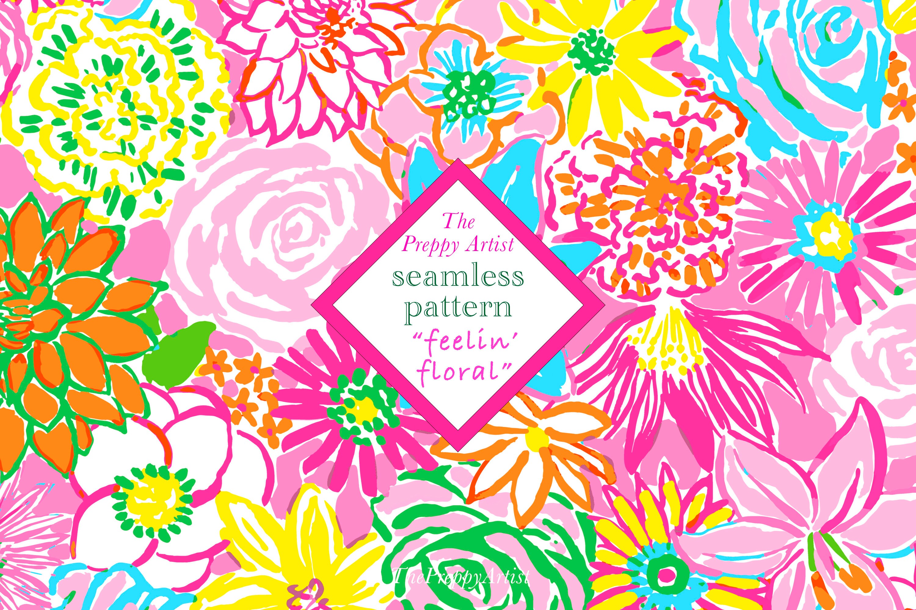 Instant Download Preppy Pink Floral Digital Pattern, Preppy Seamless ...