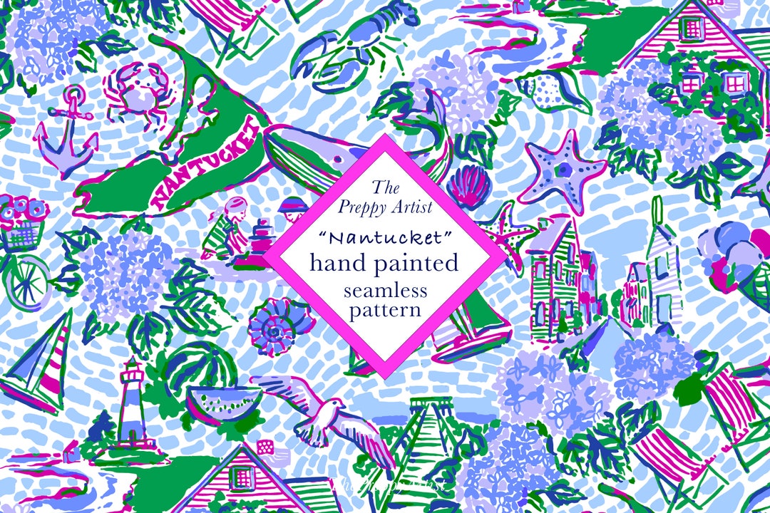 INSTANT DOWNLOAD Preppy Nantucket Pattern, Seamless Nantucket Map ...
