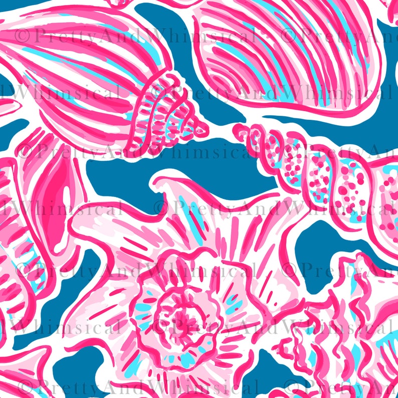 INSTANT DOWNLOAD Preppy Seashell Pattern Seamless Shell - Etsy