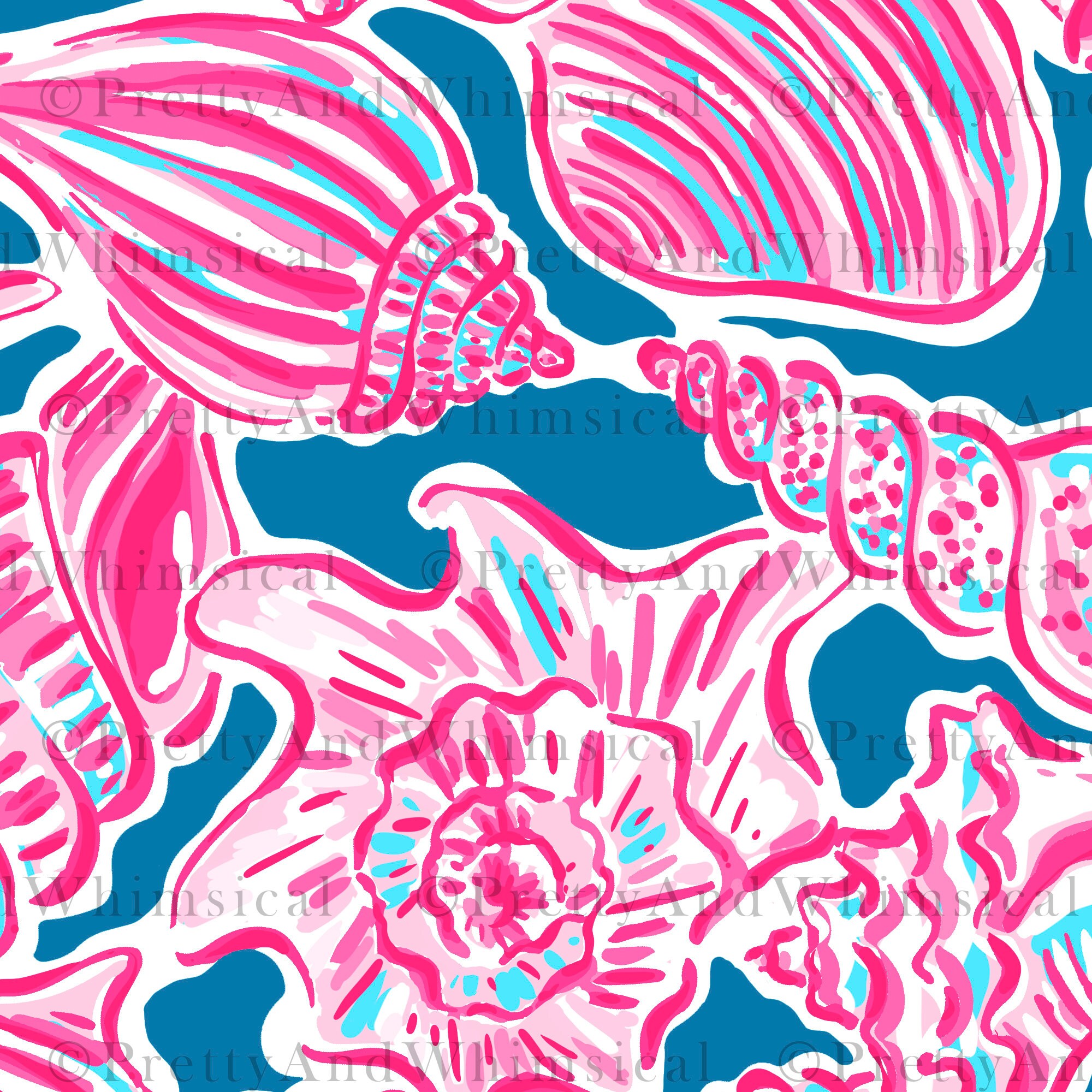 INSTANT DOWNLOAD Preppy Seashell Pattern, Seamless Shell Design ...