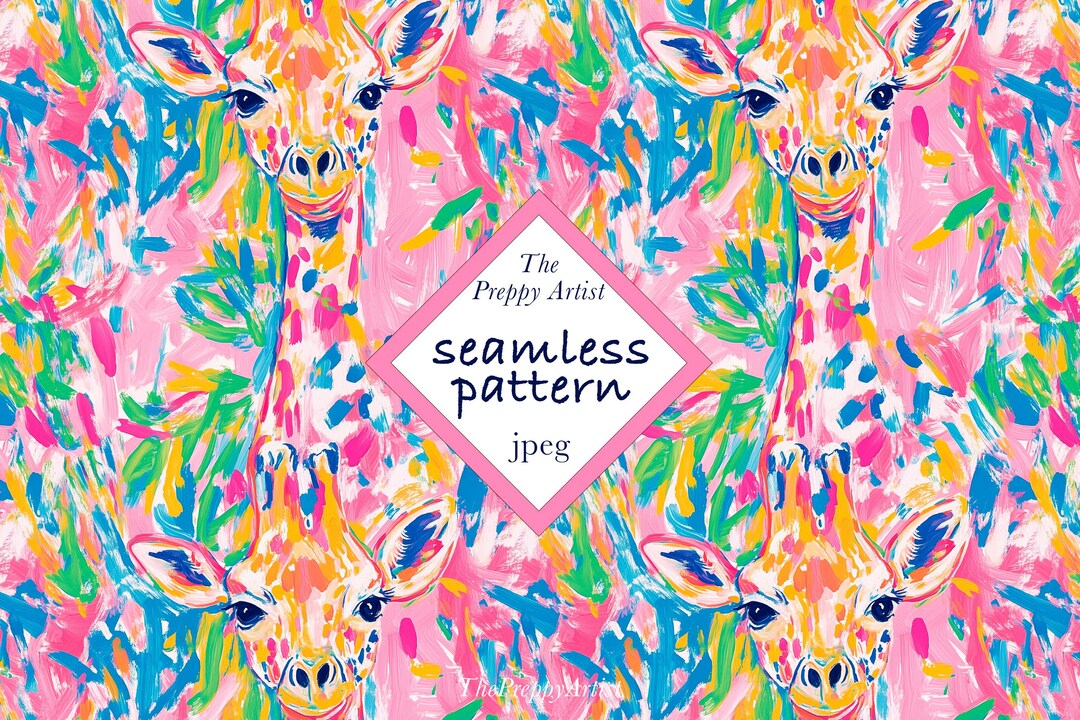 INSTANT DOWNLOAD Preppy Giraffe Pattern, Seamless Giraffe Design ...