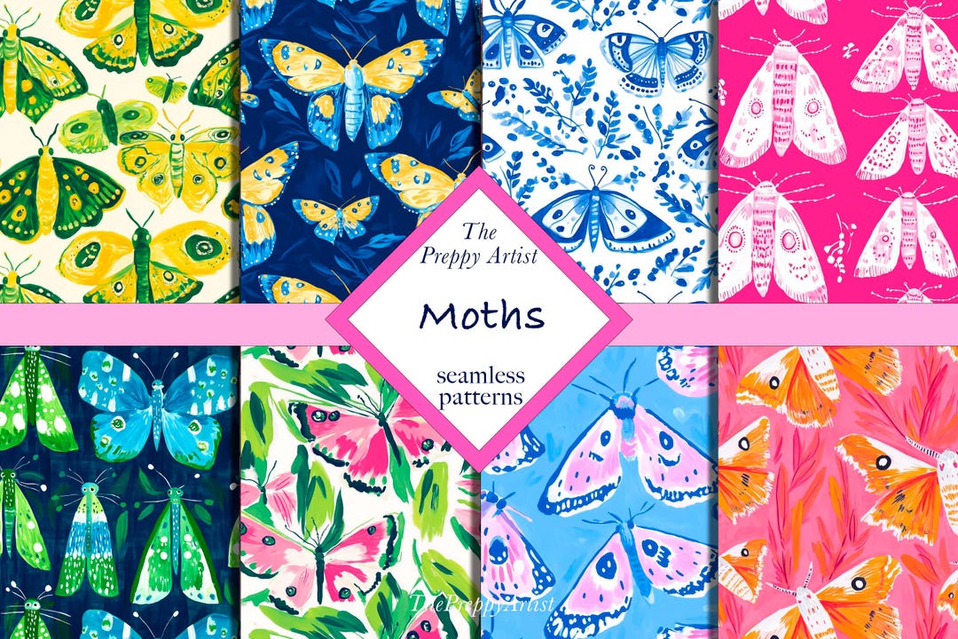 Colourful Moth Patterns, Seamless Moth Prints, Moth Fabric Design ...