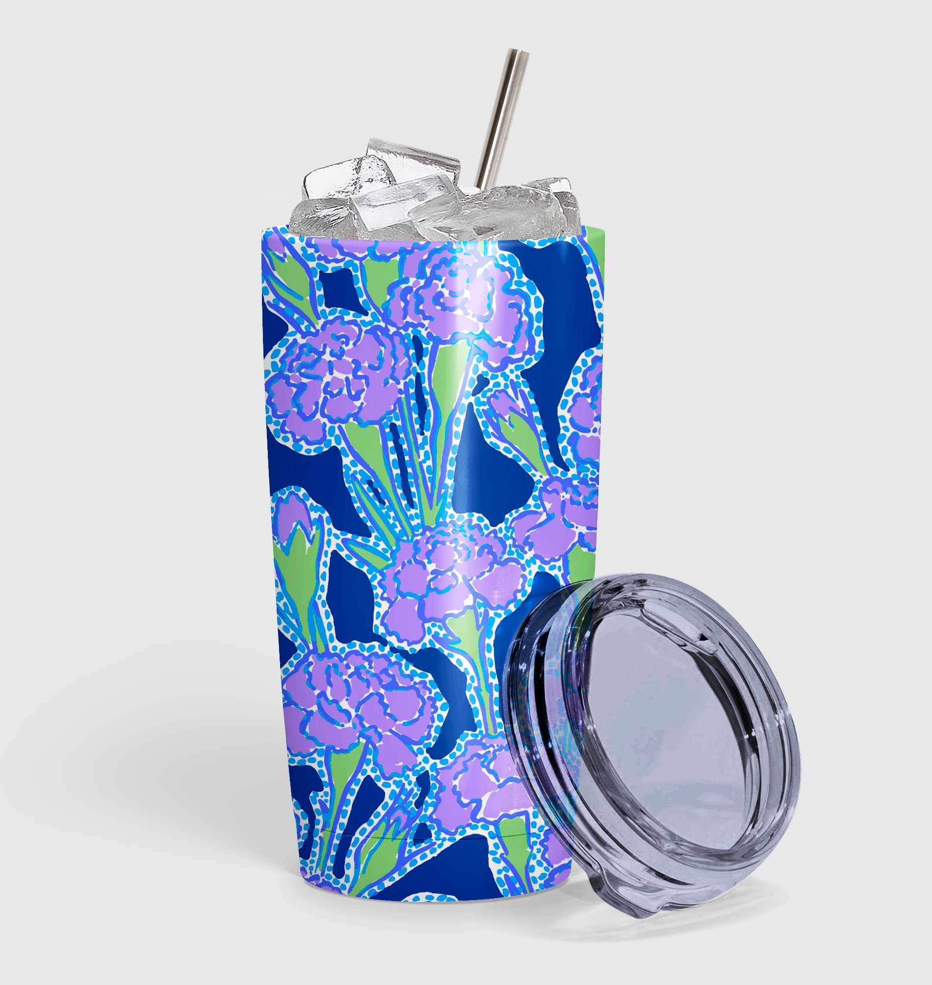 Instant Download Preppy Purple and Blue Floral Digital Pattern ...